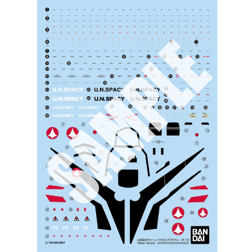 HG 1/100 YF-19 WATER DECALS "Macross" - Hobby Bee Canada